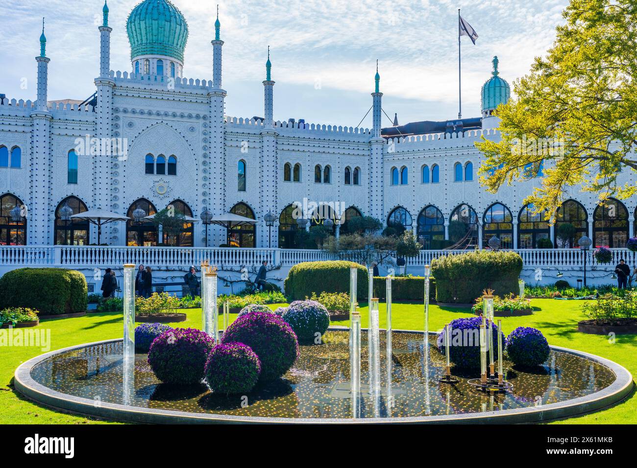 COPENHAGEN, DENMARK - APRIL 15 2024: Moorish Palace in Tivoli Gardens ...