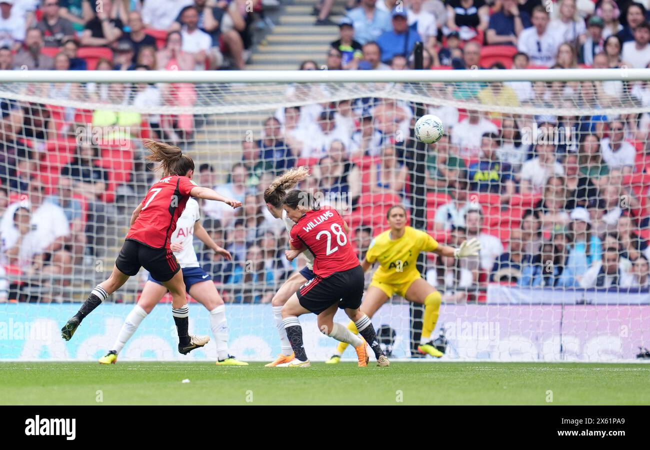 Manchester United's Ella Toone scores their side's first goal of the ...