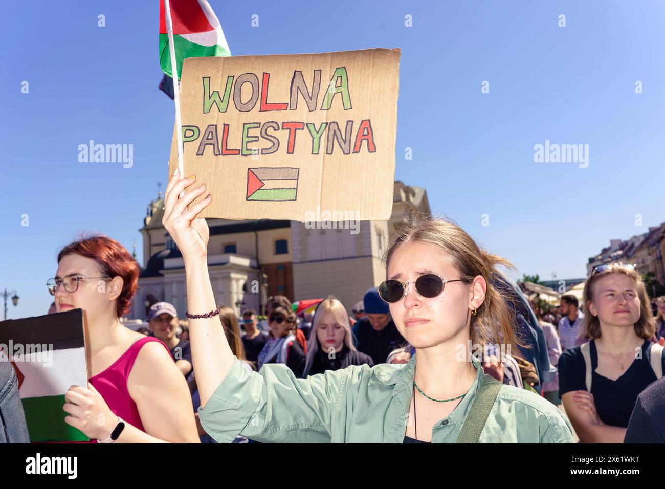 Pro-Palestinian protest in Warsaw. banner with the slogan: free ...