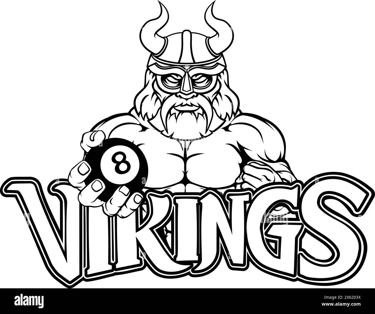 Viking Pool 8 Ball Billiards Mascot Cartoon Stock Vector Image & Art ...