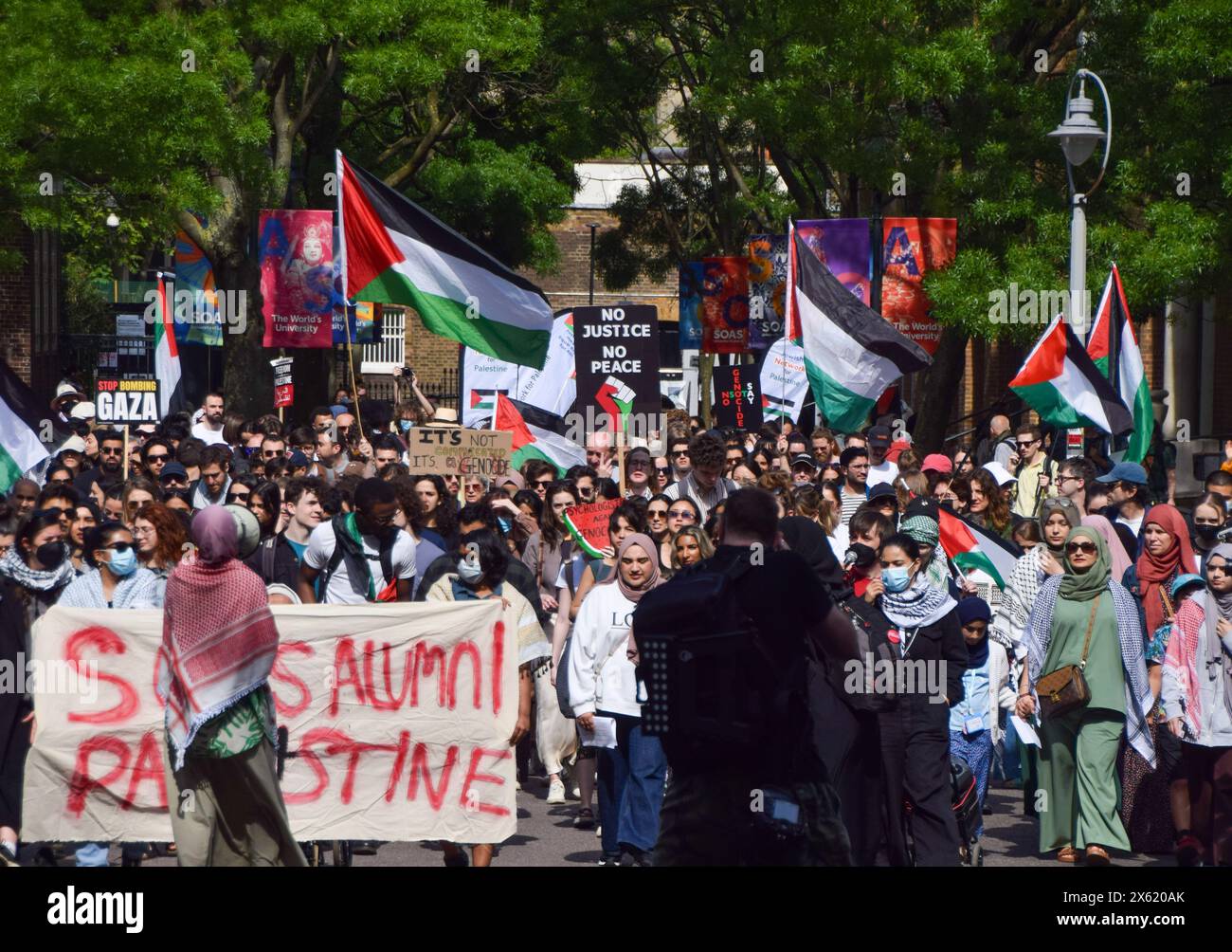London, UK. 11th May 2024. Protesters at SOAS. Pro-Palestine protesters ...