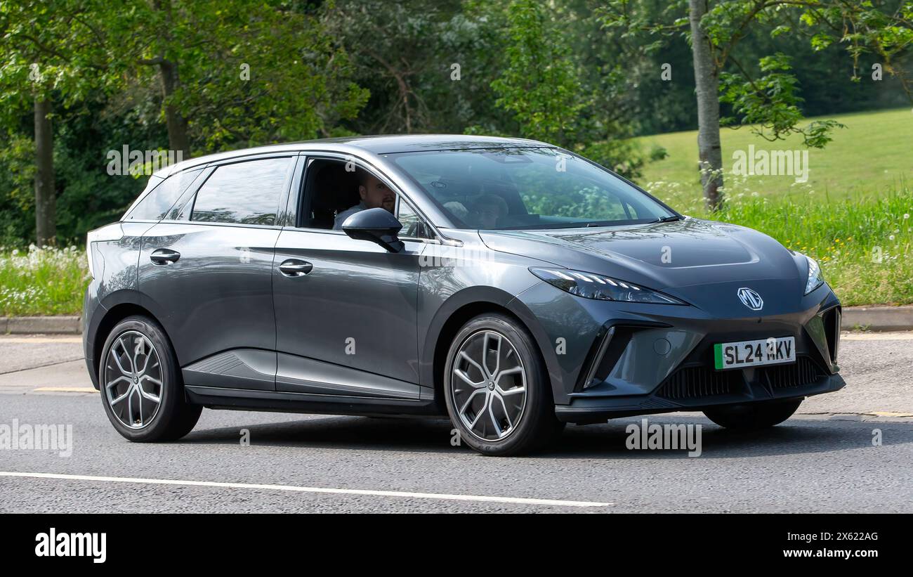 Milton Keynes,UK - May 11th 2024: 2024 MG 4 Trophy electric car driving ...