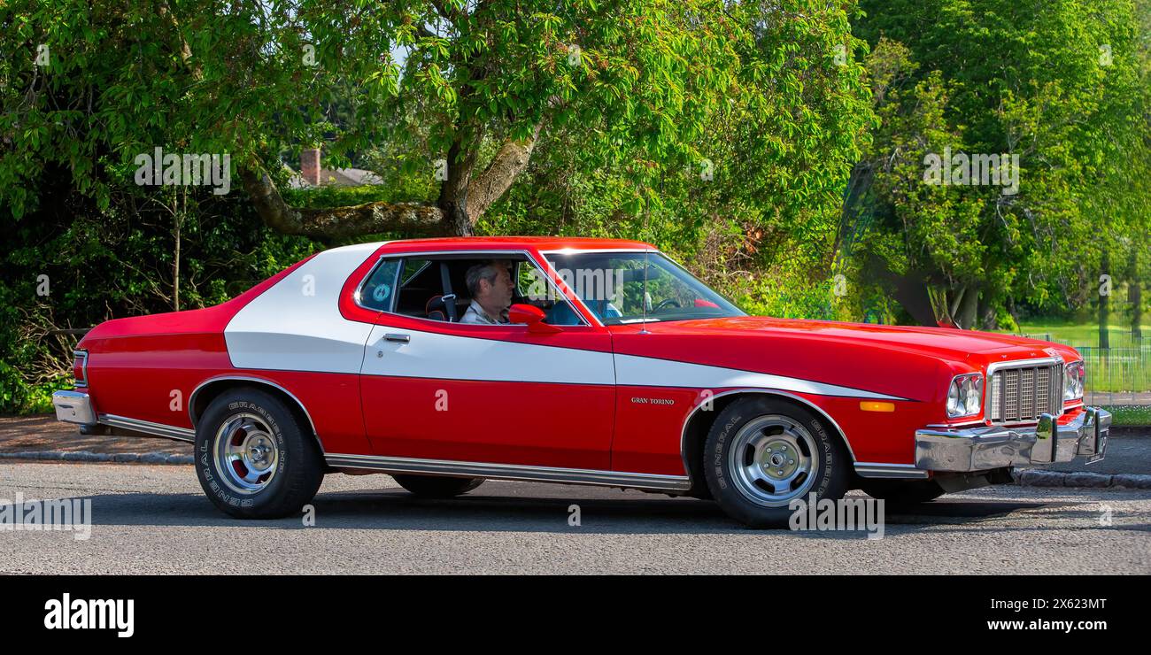 Stoke Goldington,UK - May 12th 2024: 1976 red Ford Gran Torino classic ...