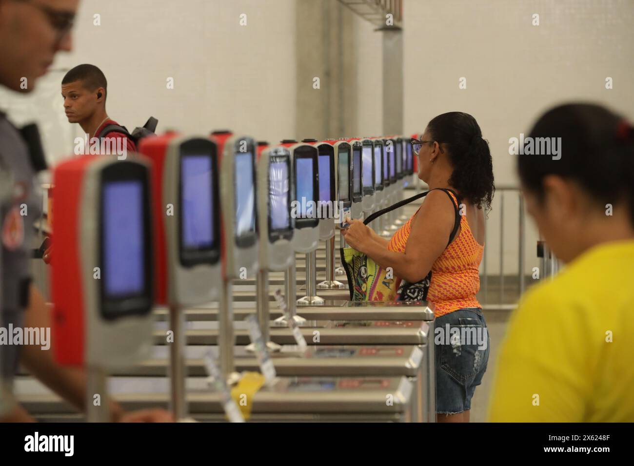salvador, bahia, brazil may 10, 2024: passenger on the Salvador metro ...