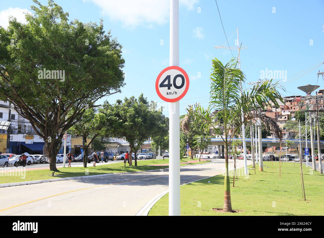 salvador, bahia, brazil may 2, 2024: traffic signs indicate a speed ...
