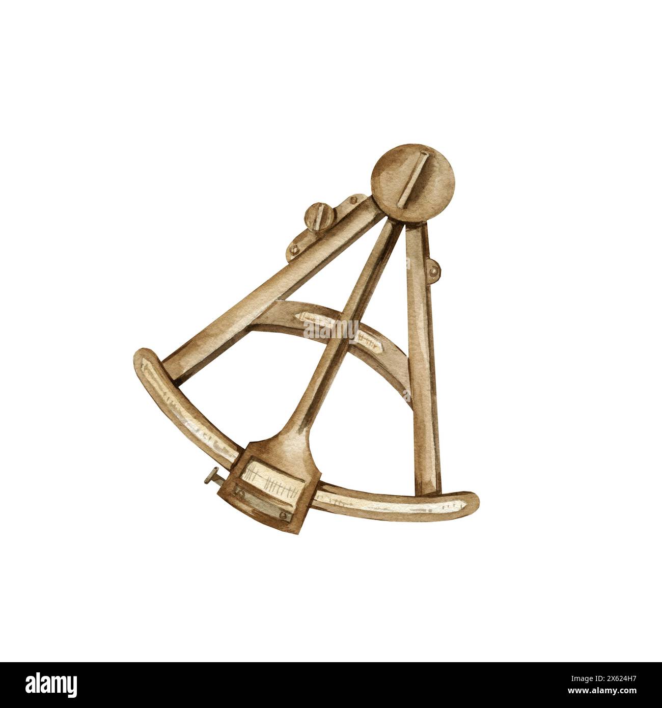 old metal sextant, ship navigation and nautical astrolabe, illustration ...