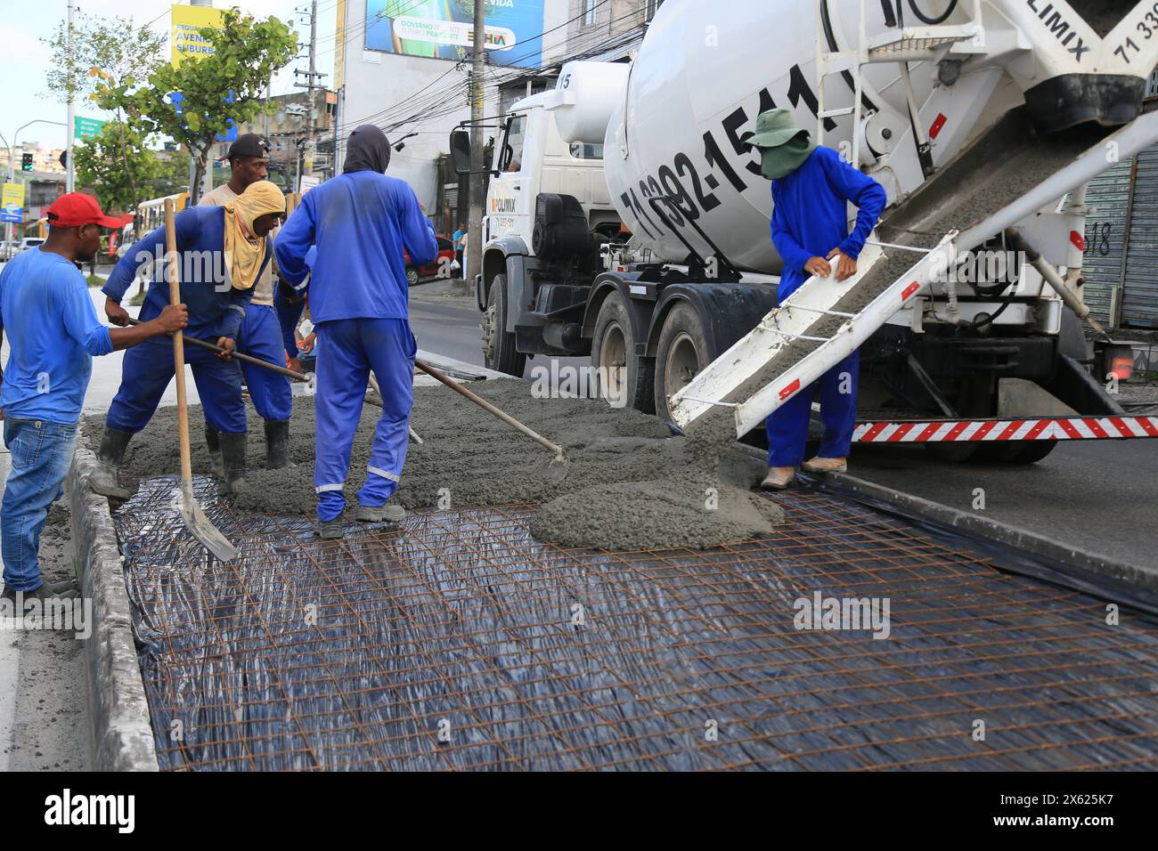 construction worker salvador, bahia, brazil - may 9, 2024: workers are ...