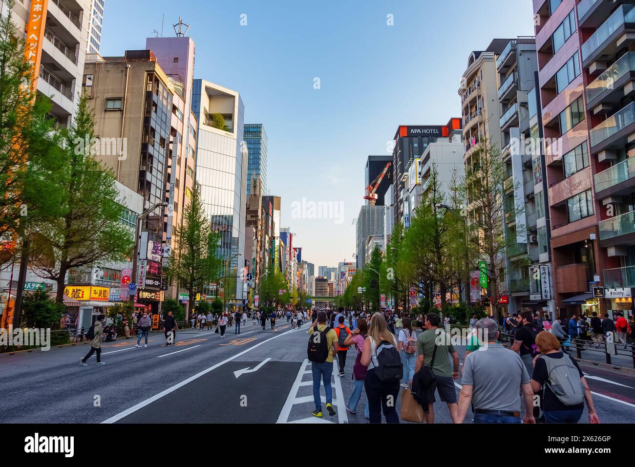 Tokyo, Japan, April 14, 2024: Tourists walking the streets of Akihabara ...