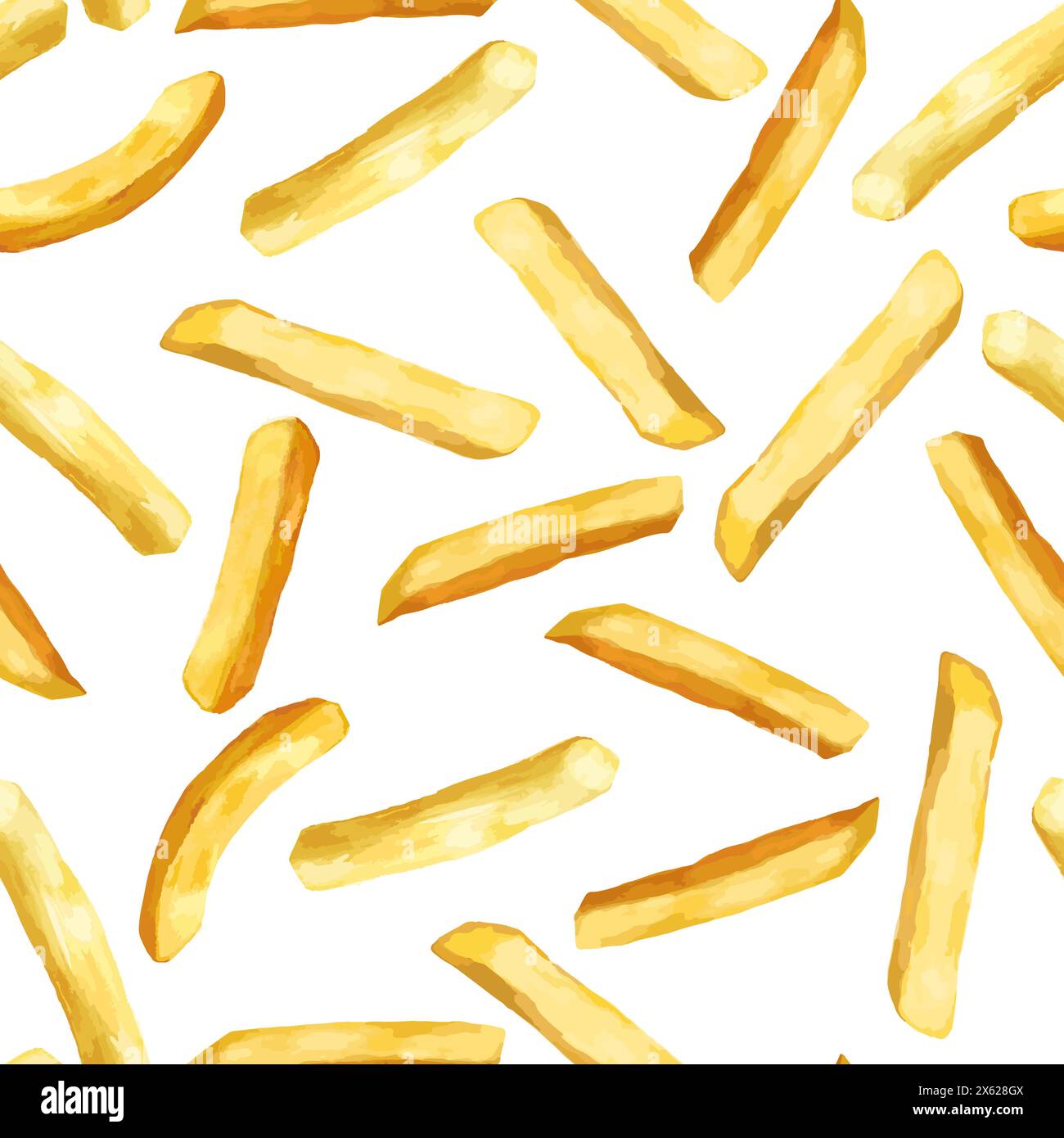 French fries. Seamless pattern with roasted potato chips in deep fat ...