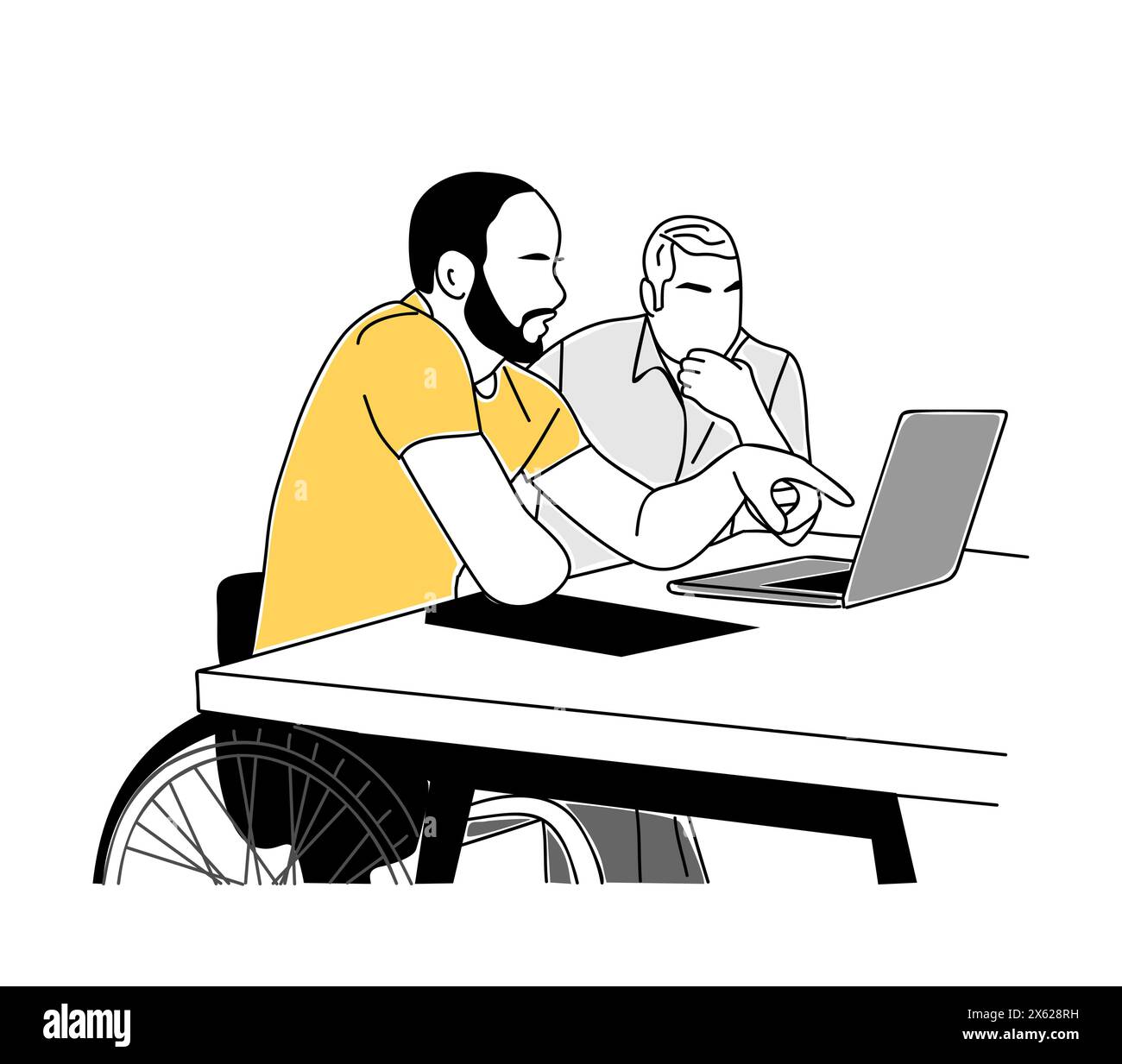 Inclusive Business team outline vector art drawing Stock Vector Image ...