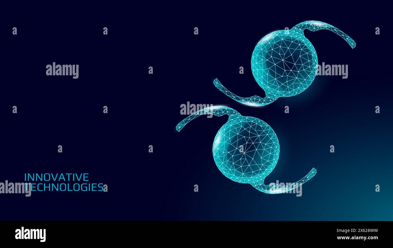 Intraocular lenses 3D low poly concept. Healthcare eye vision care ...