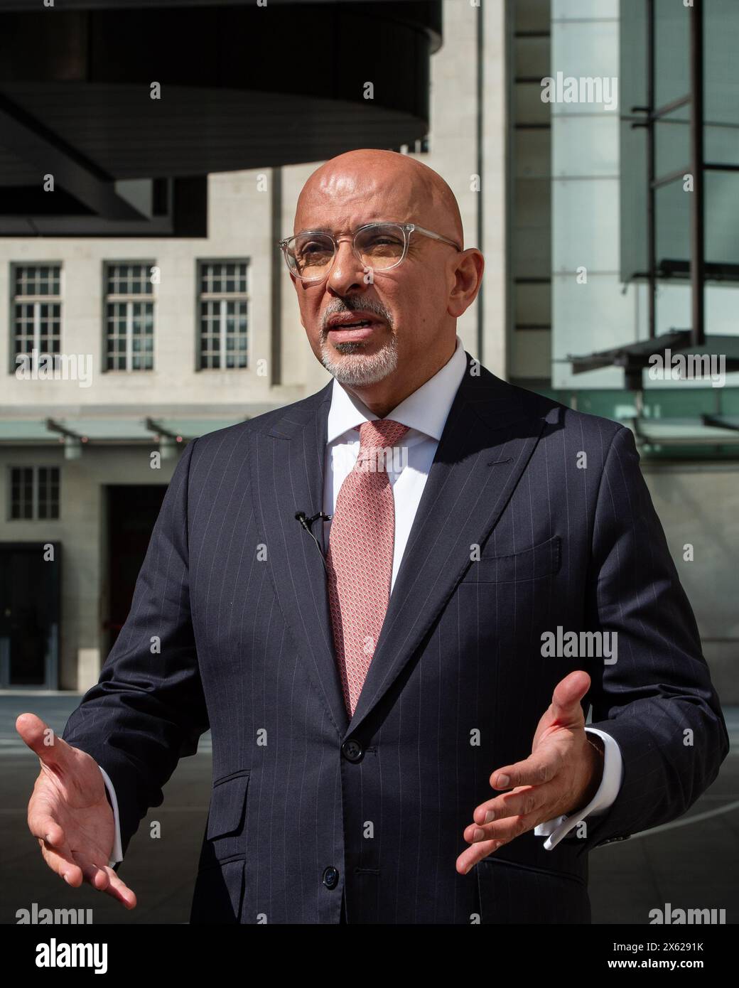 Former chancellor Nadhim Zahawi is interviewed outside the BBC Studios ...