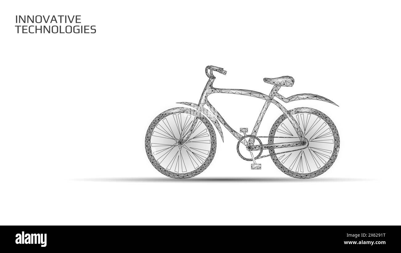 3D e-bike low poly design. Modern transport delivery. Outdoor sport activity eco friendly bike ...