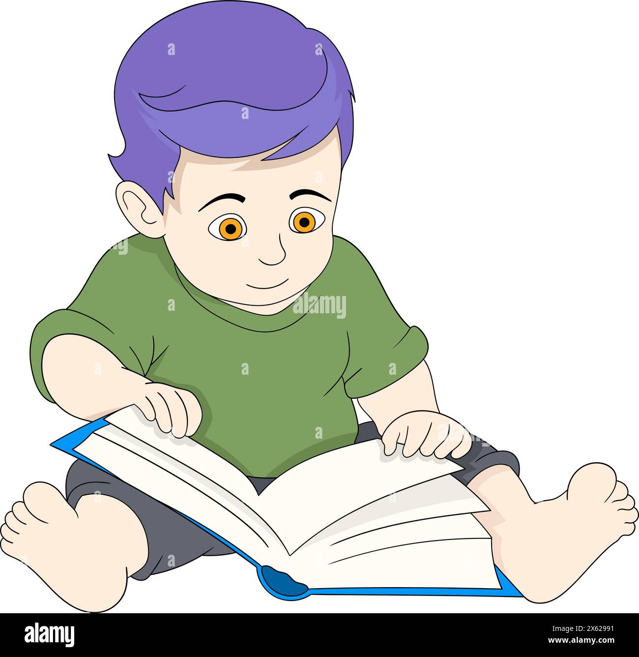 educational cartoon doodle illustration, child is sitting learning to ...