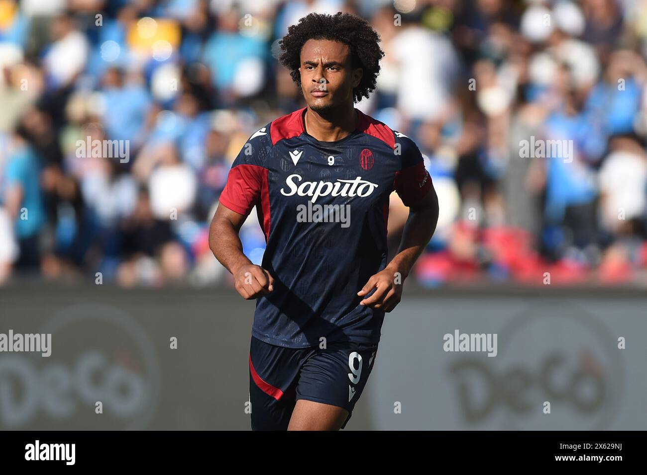 Naples, Italy. 11 May, 2024. Joshua Zirkzee of Bologna FC warms up ...
