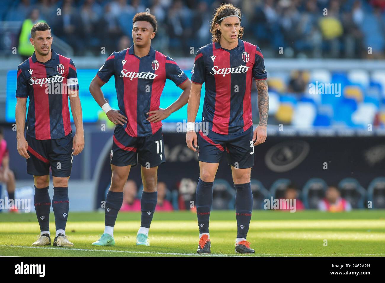 Naples, Italy. 11 May, 2024. Riccardo Calafiori and Dan Ndoye of ...