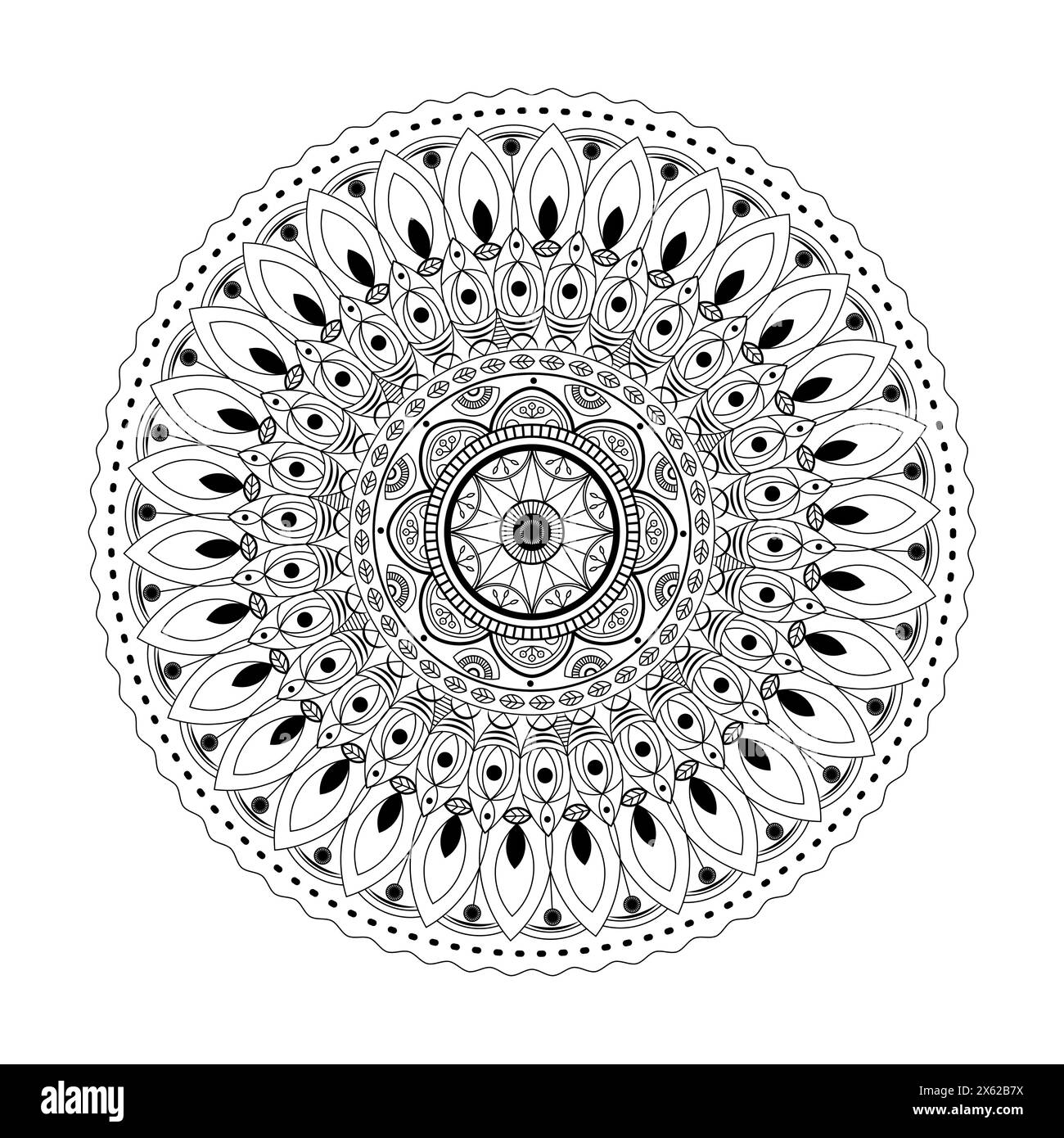 Vector circular symmetrical mandala pattern. Decorative ornament in ...