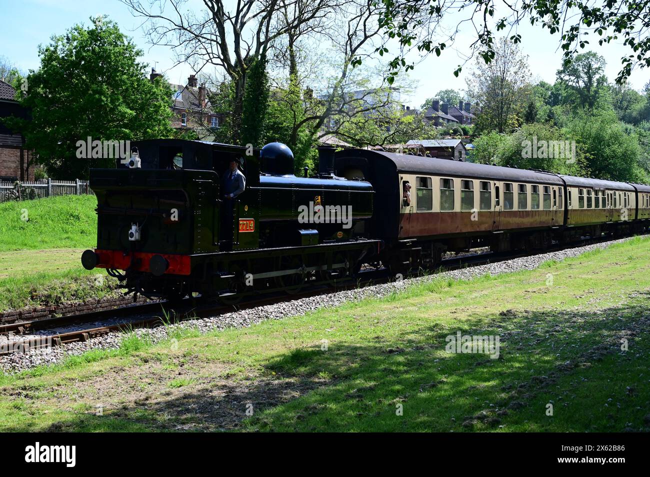 Steam train on The Bluebell Railway Stock Photo - Alamy