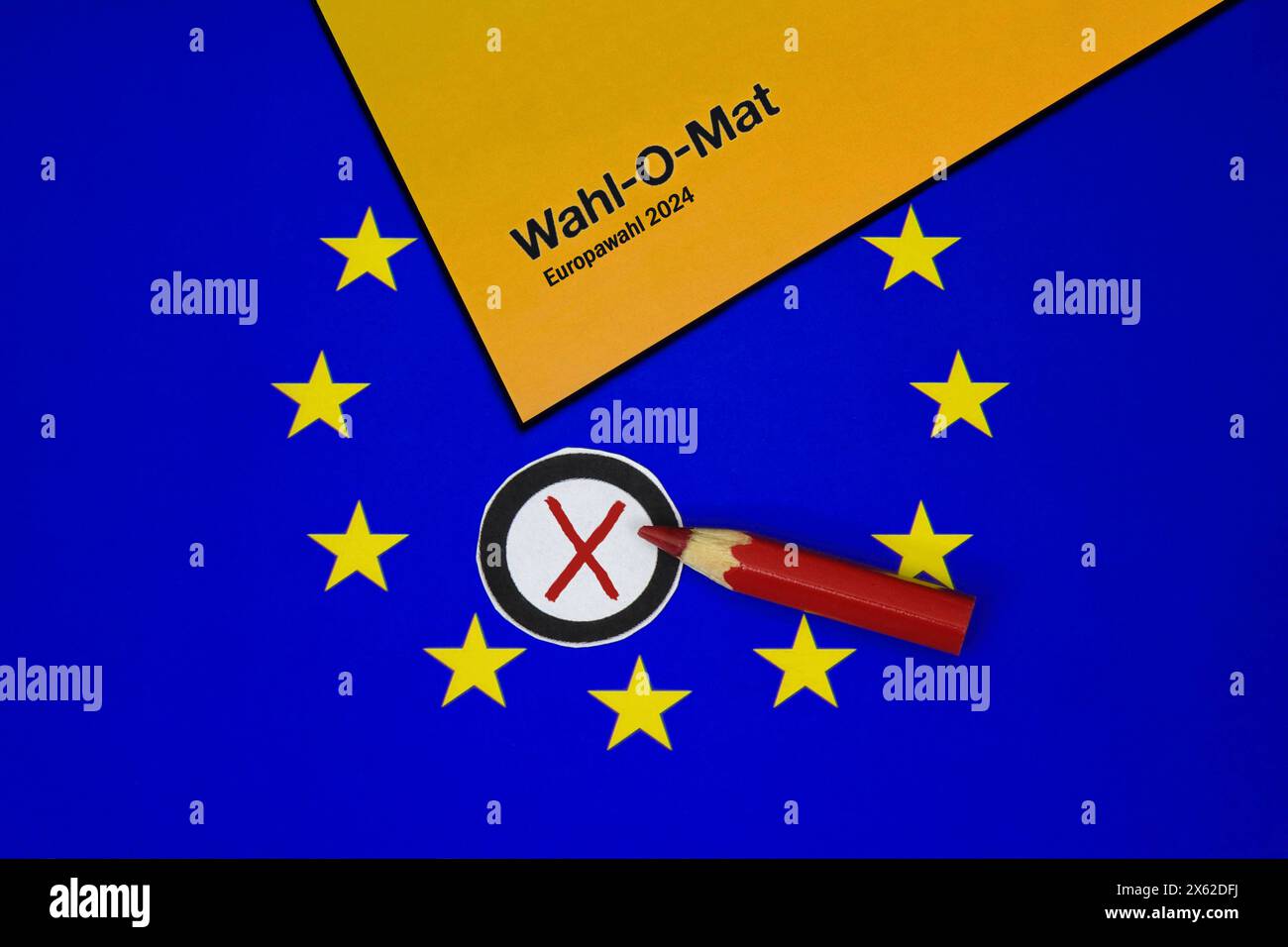 Europasymbol mit Wahlkreuz und Wahl-O-Mat Europasymbol mit Wahlkreuz ...