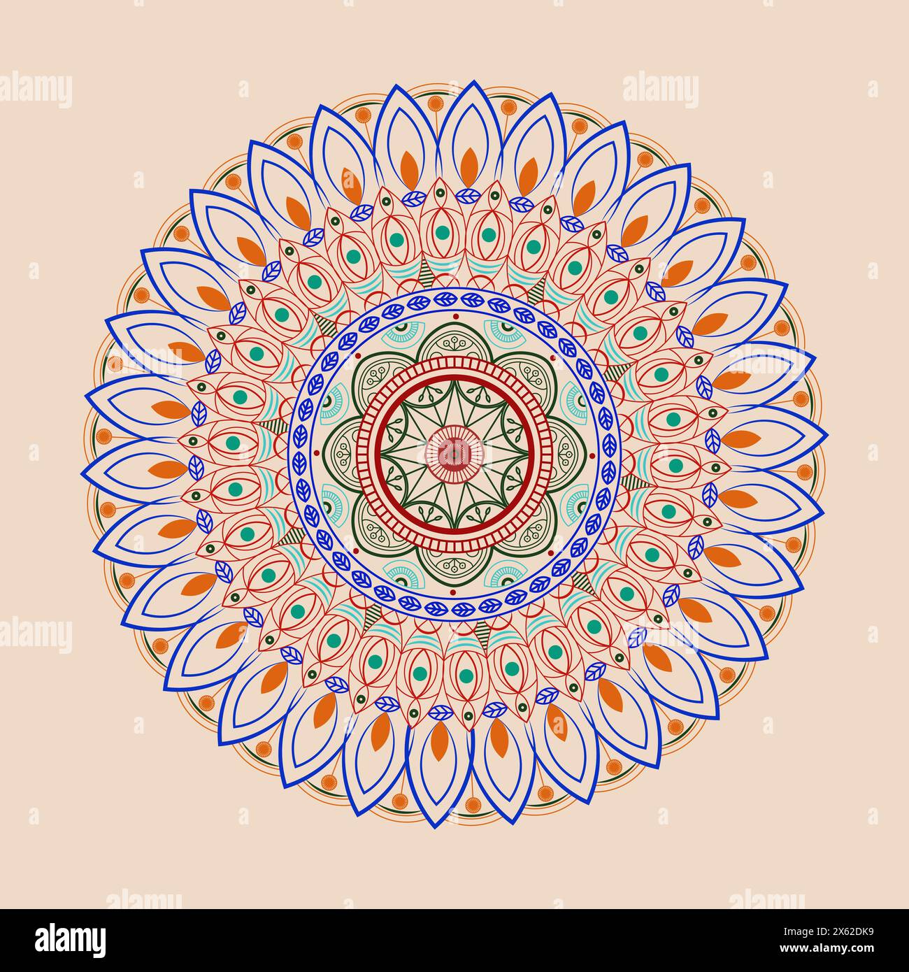 Vector circular symmetrical mandala pattern. Decorative ornament in ...