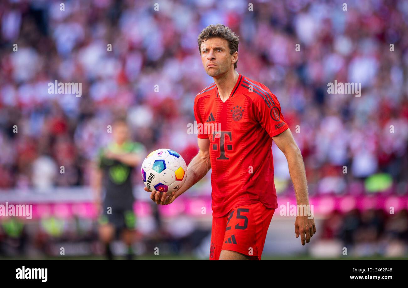 Munich, Germany.12th Mai 2024. Thomas Mueller (Muenchen) FC Bayern Munich - VfL Wolfsburg 12.05. ...