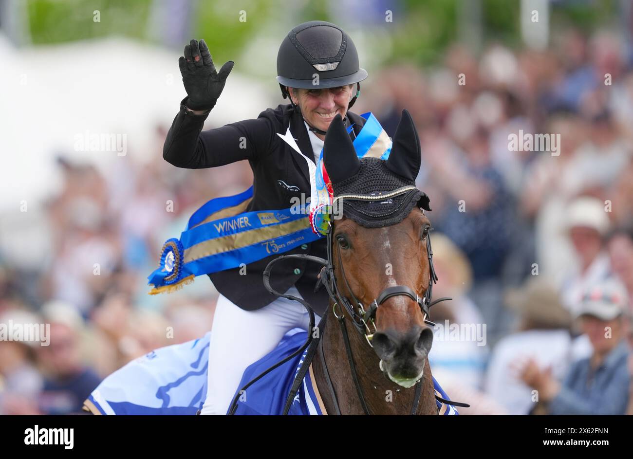 Caroline Powell celebrates her victory on Greenacres Special Cavalier ...