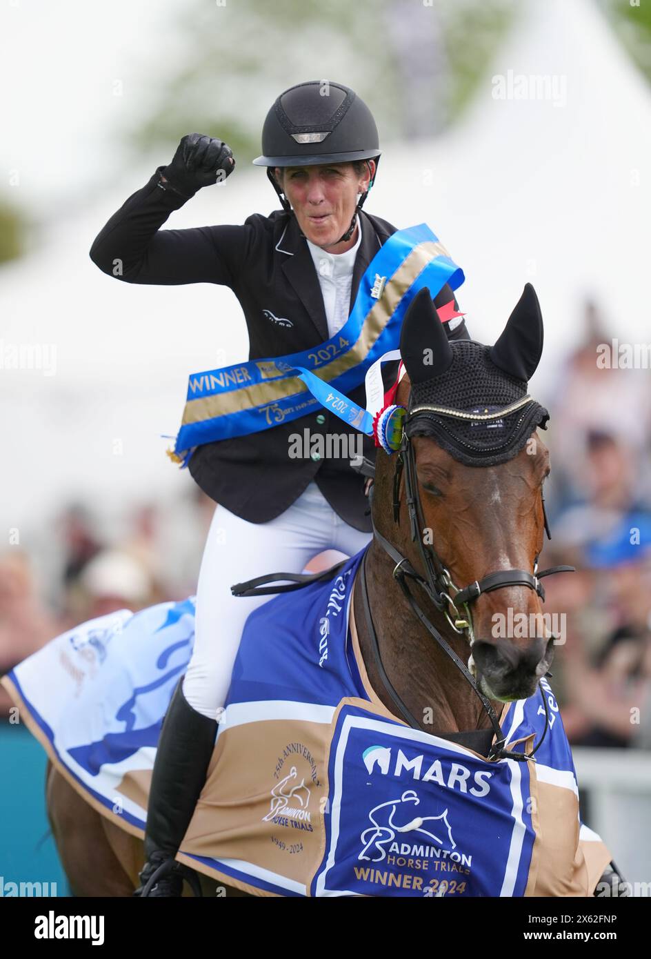Caroline Powell celebrates her victory on Greenacres Special Cavalier ...