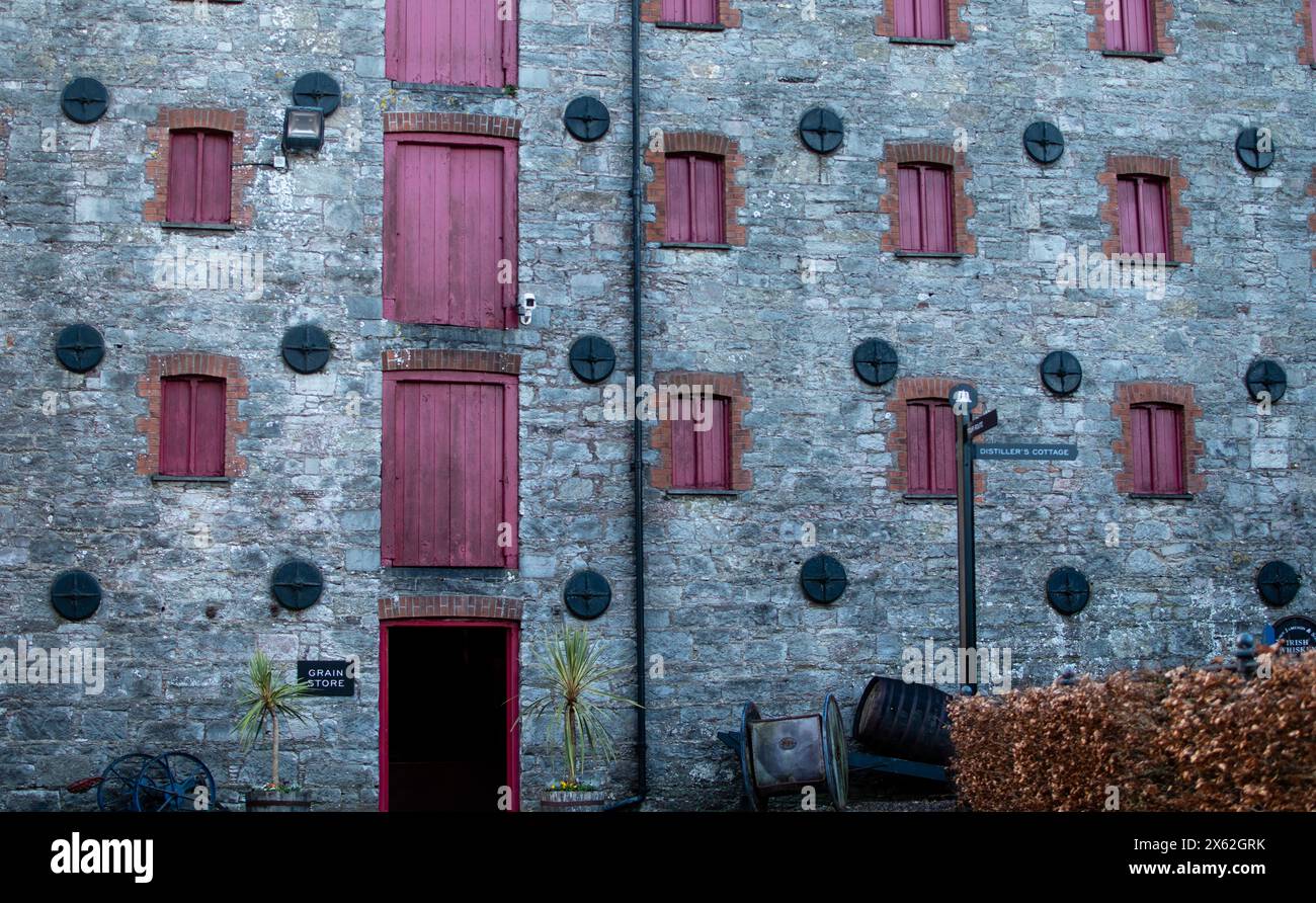 Old vintage building of Irish whiskey distillery Grain store Stock ...
