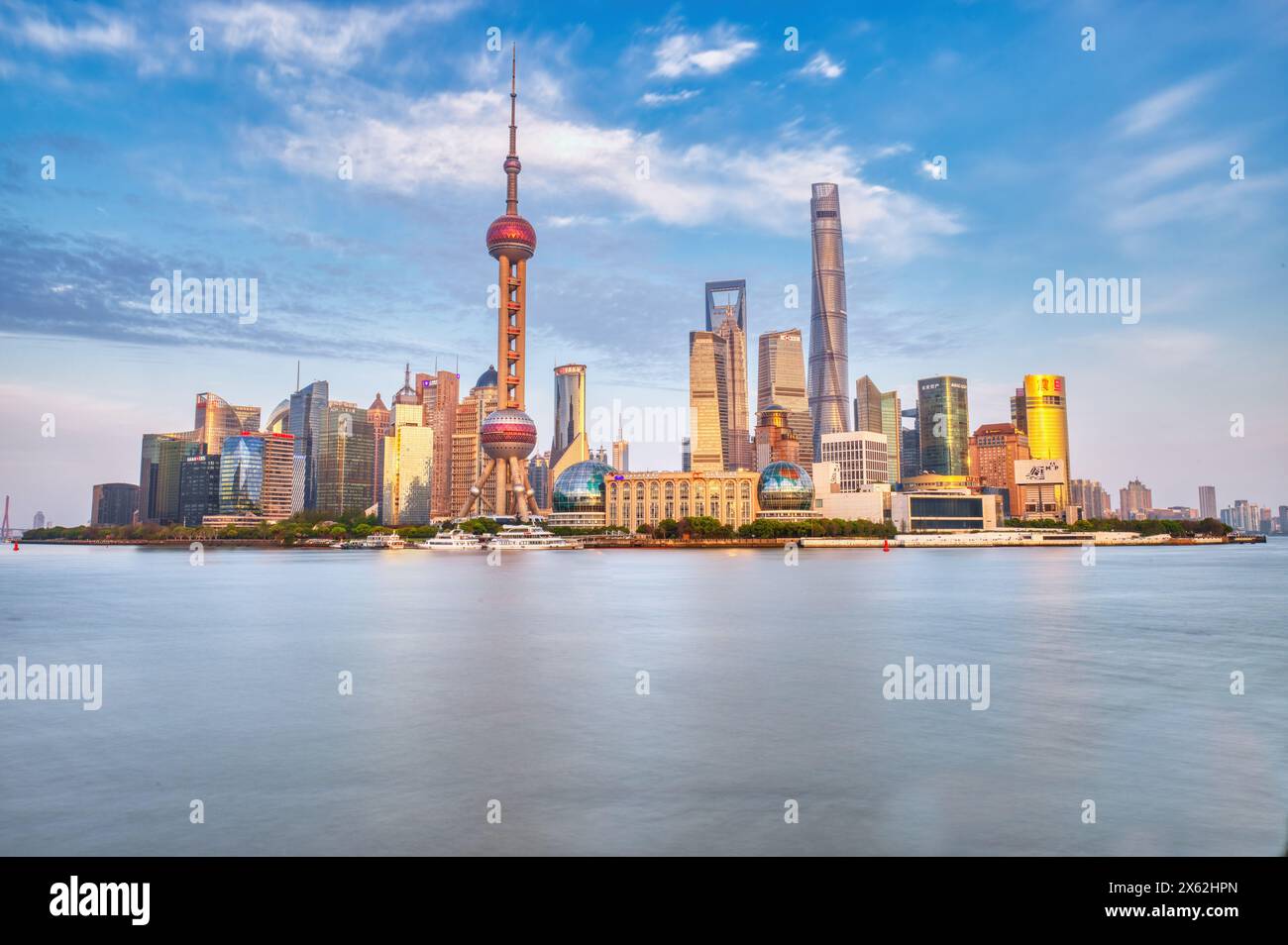 Shanghai, 8 April 2024: Shanghai skyline at Bund with Oriental Pearl ...
