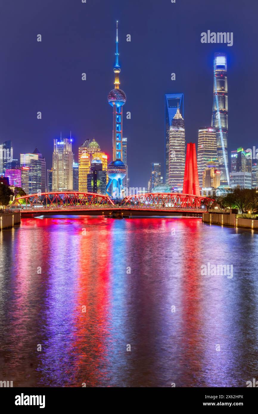 Shanghai, 8 April 2024: Shanghai skyline at Bund with Oriental Pearl ...
