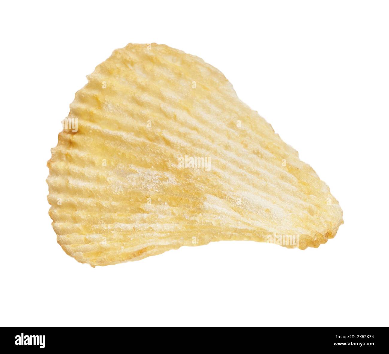 Ridged potato chip isolated on white background, crispy snack closeup ...