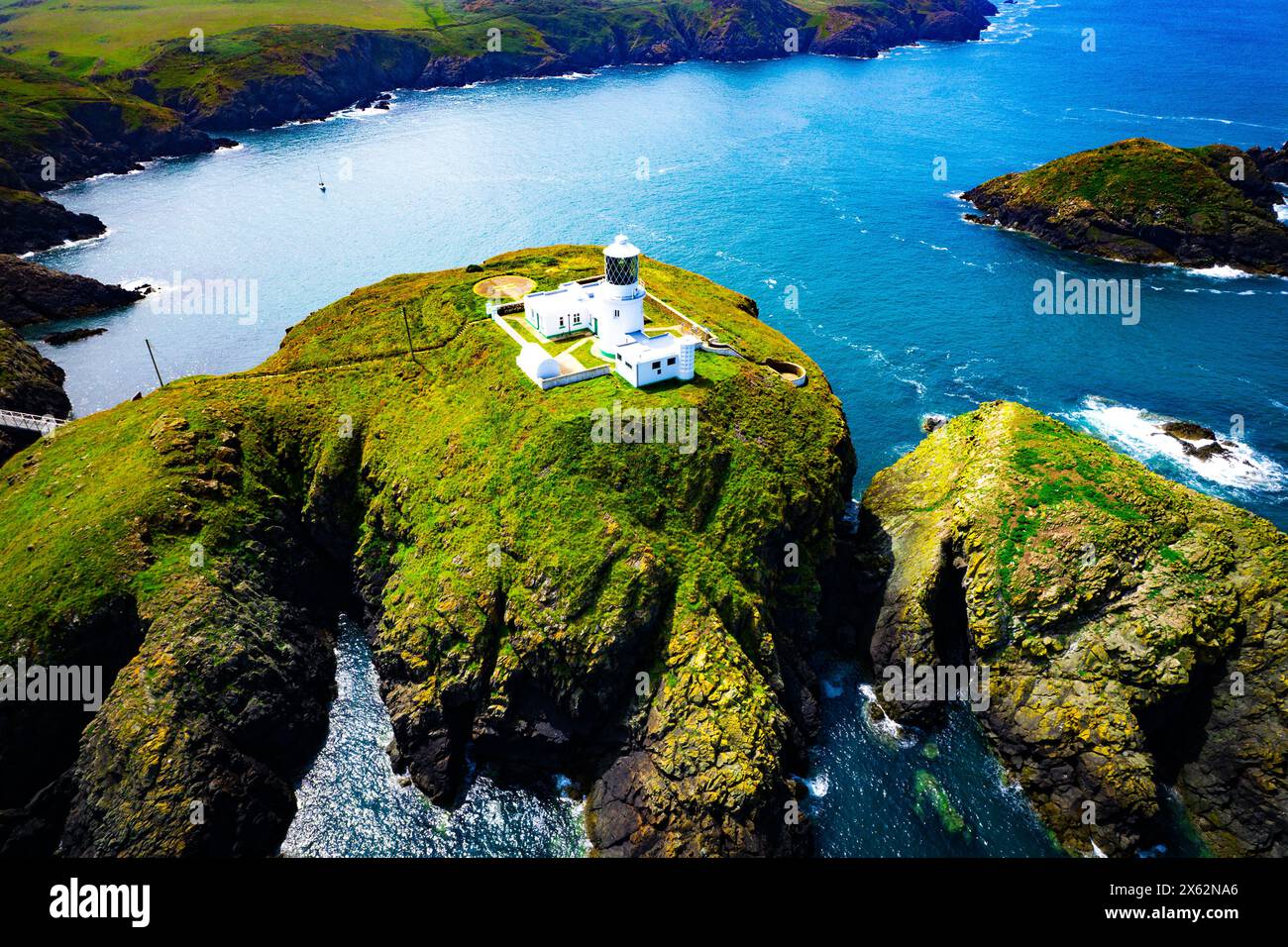 Strumble Head Lighthouse and Island Stock Photo - Alamy
