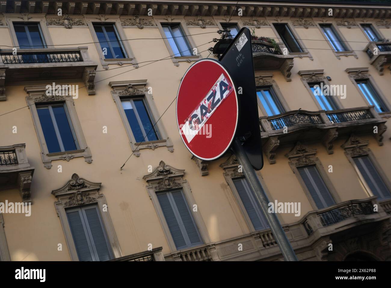The word Gaza written on a stop road traffic sign - anti Gaza war ...