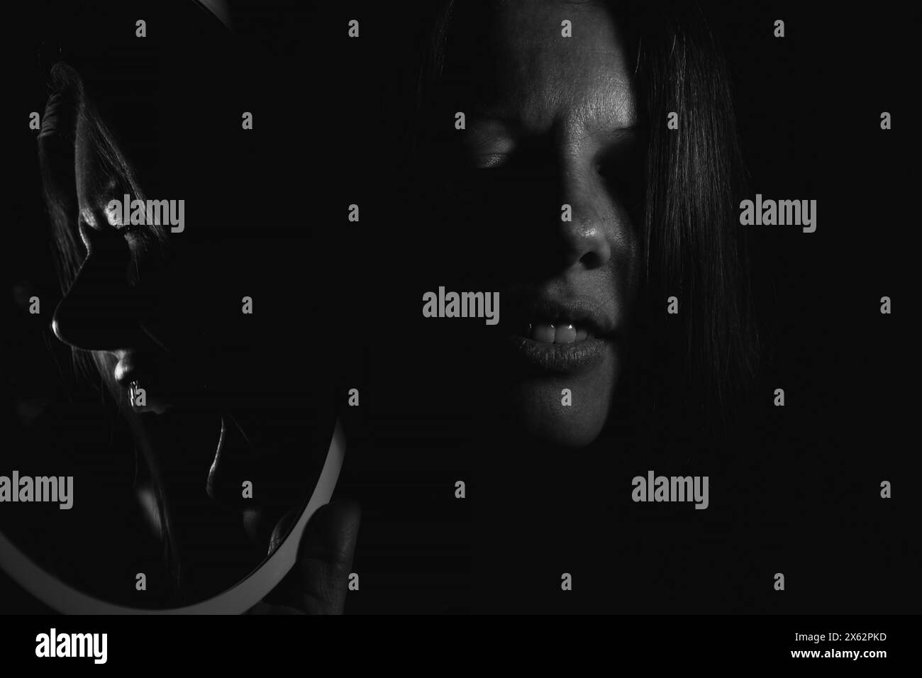 Angry woman mirror Black and White Stock Photos & Images - Alamy