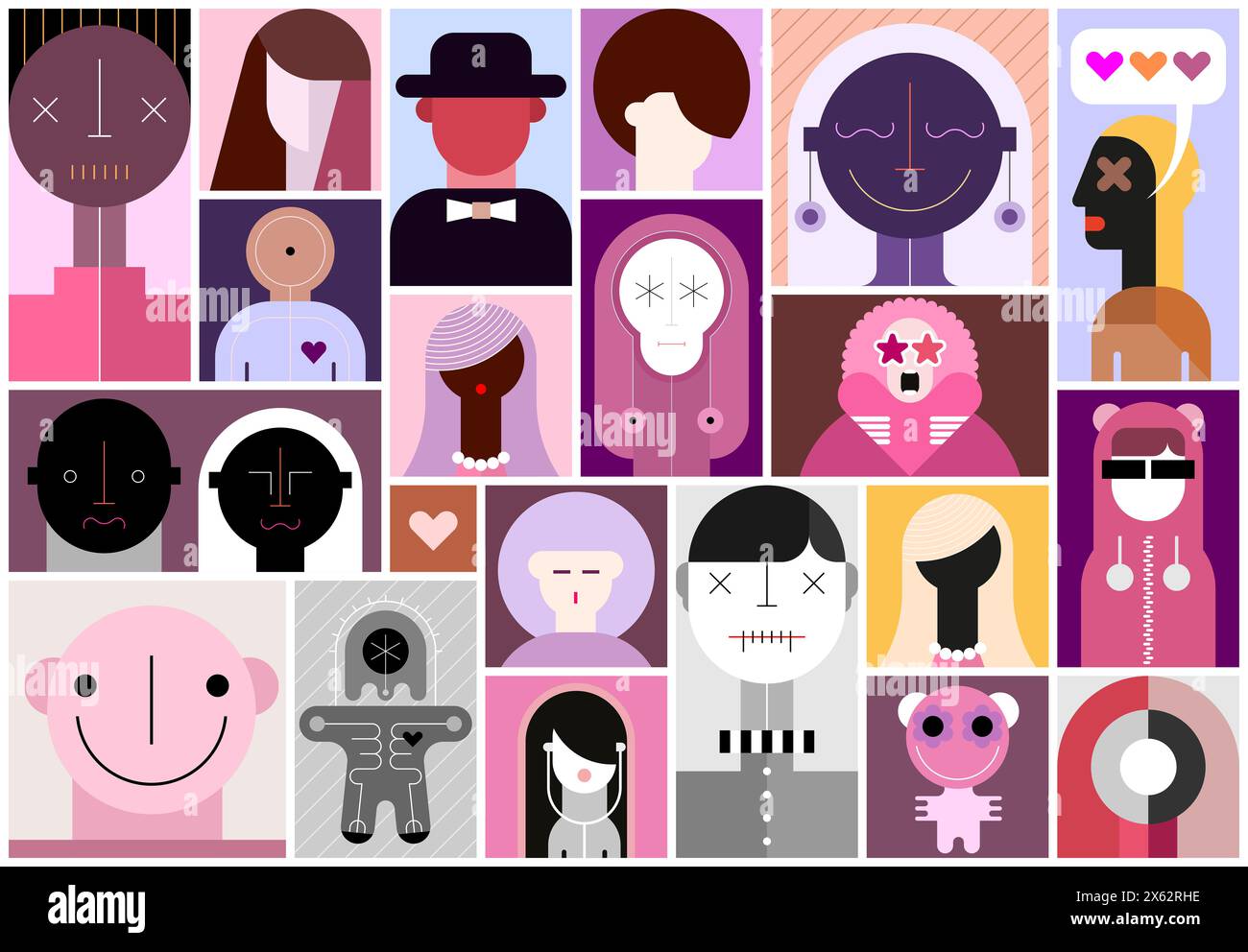 Large set of flat design people avatars. Pop art collage of close up ...