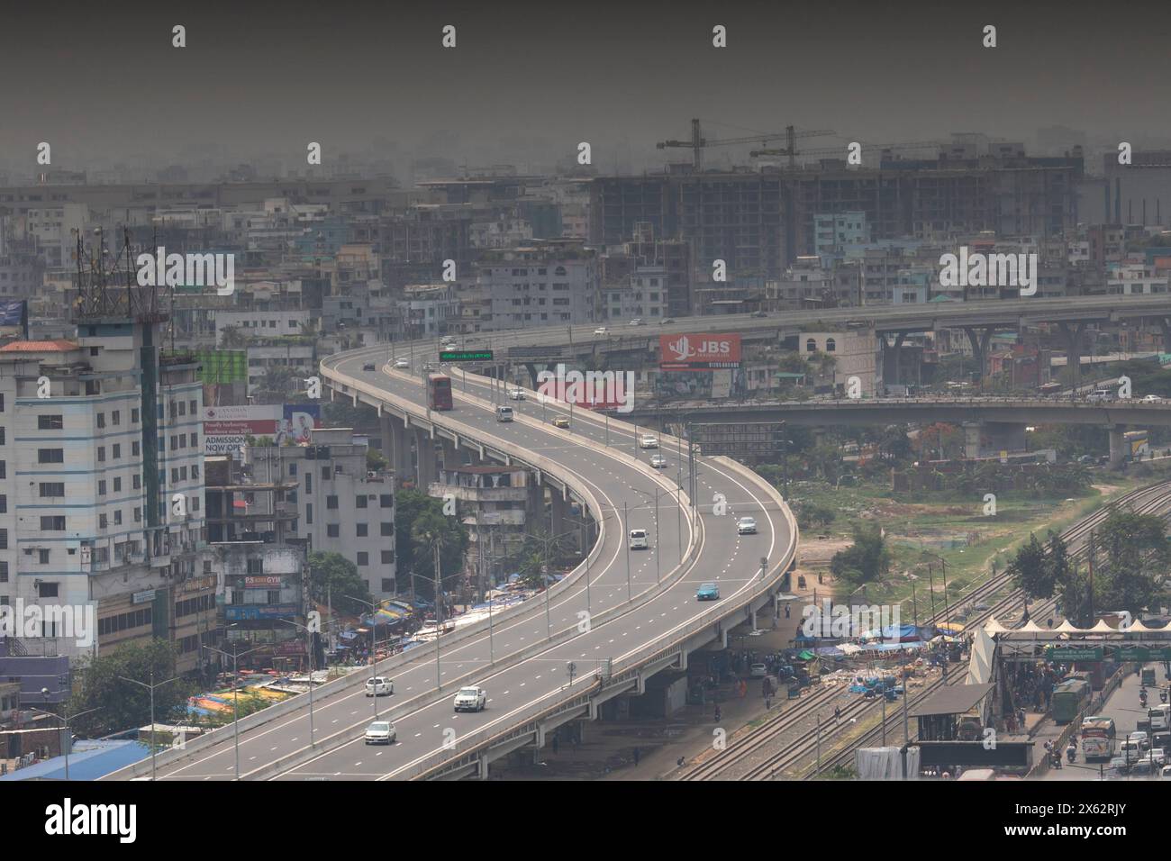 View of the Dhaka Elevated Expressway's Airport ramp area in Dhaka city ...