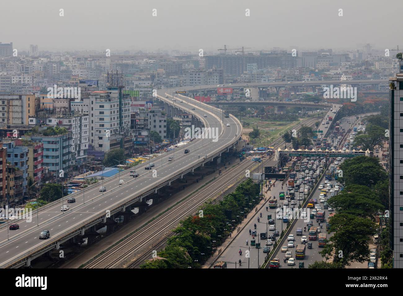 View of the Dhaka Elevated Expressway's Airport ramp area in Dhaka city ...