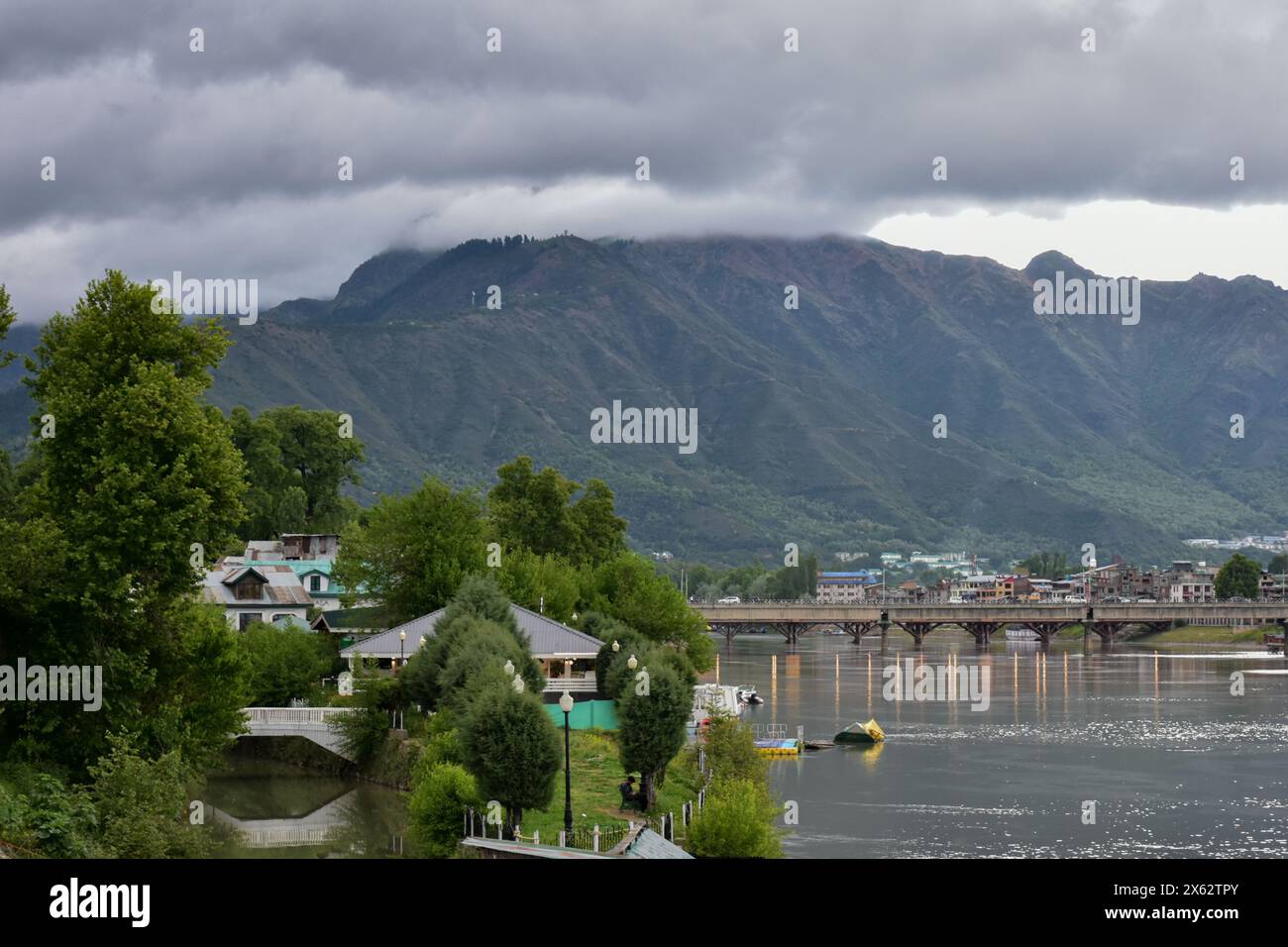 View of residential houses and river Jhelum during a cloudy day in ...