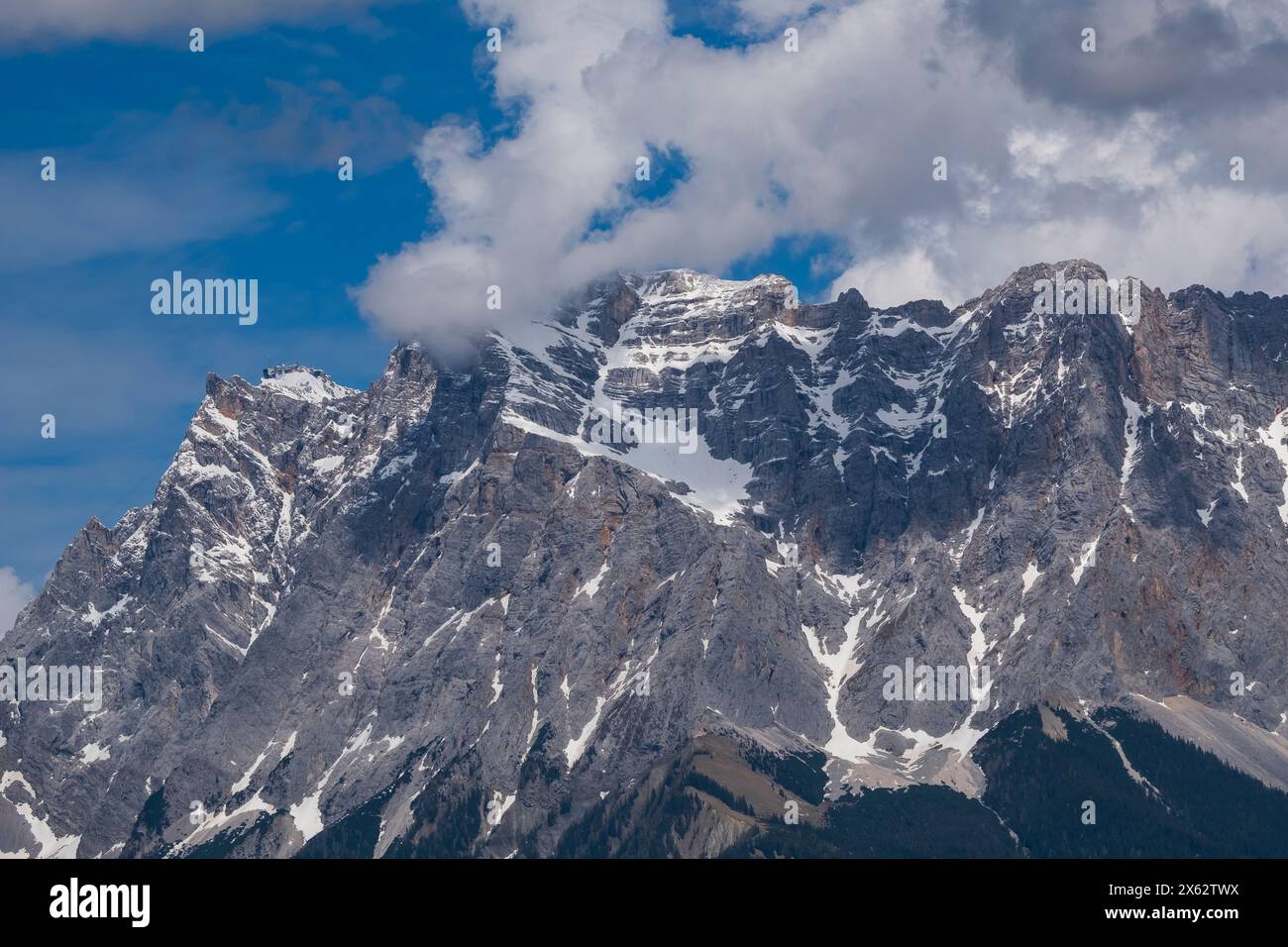 Zugspitze ( left ) and Wetterstein mountains seen from the ...