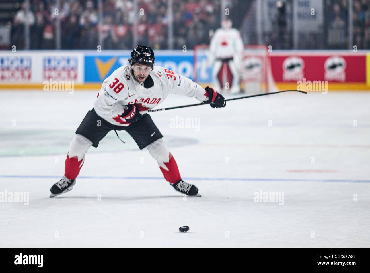 PRAGUE, CZECH REPUBLIC - 12 MAY, 2024: the Ice Hockey game of IIHF 2024 ...