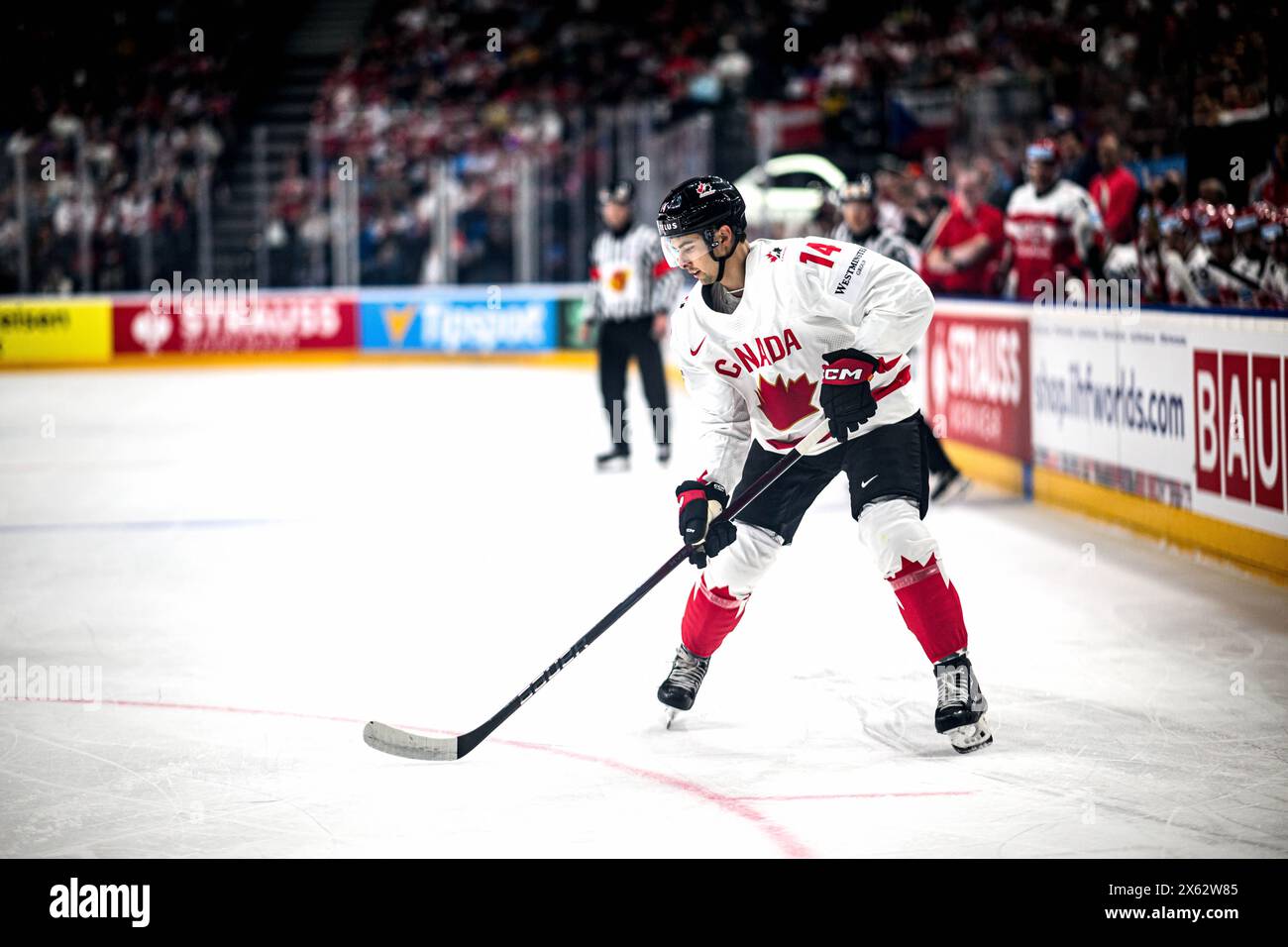 PRAGUE, CZECH REPUBLIC - 12 MAY, 2024: the Ice Hockey game of IIHF 2024 ...