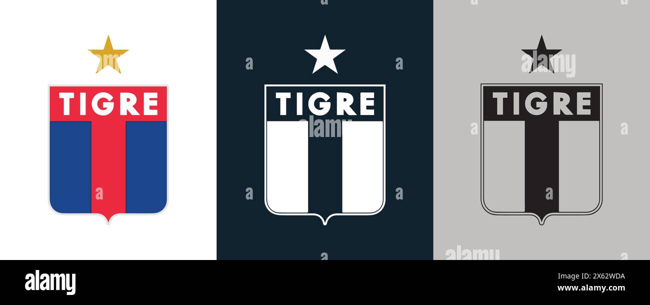 Club Atletico Tigre FC Color Black and White 3 Style Logo Argentina ...