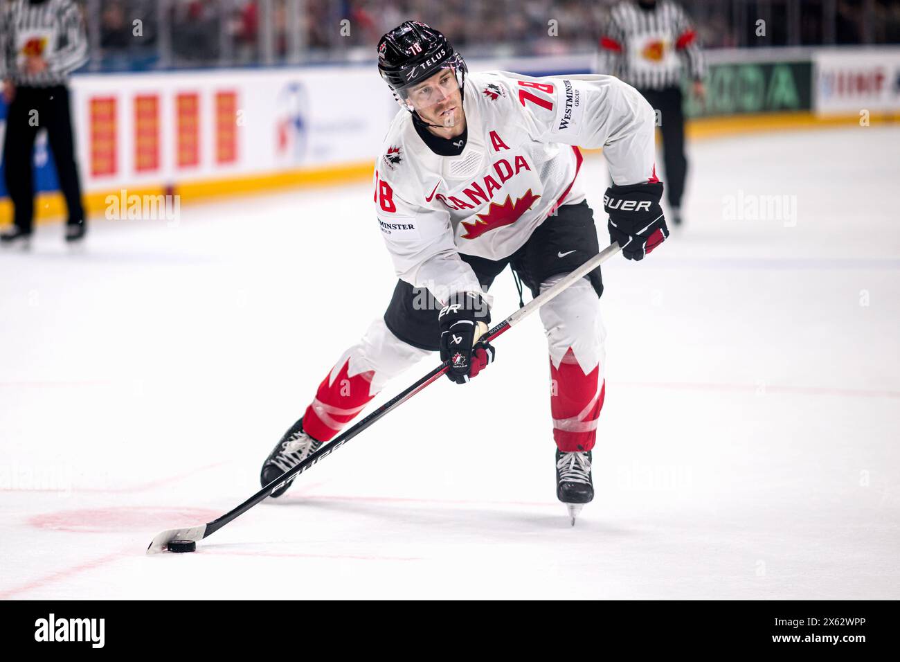 PRAGUE, CZECH REPUBLIC - 12 MAY, 2024: the Ice Hockey game of IIHF 2024 ...