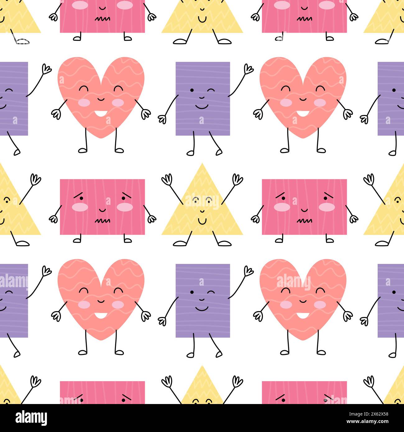 Cute shapes characters pattern Stock Vector Image & Art - Alamy