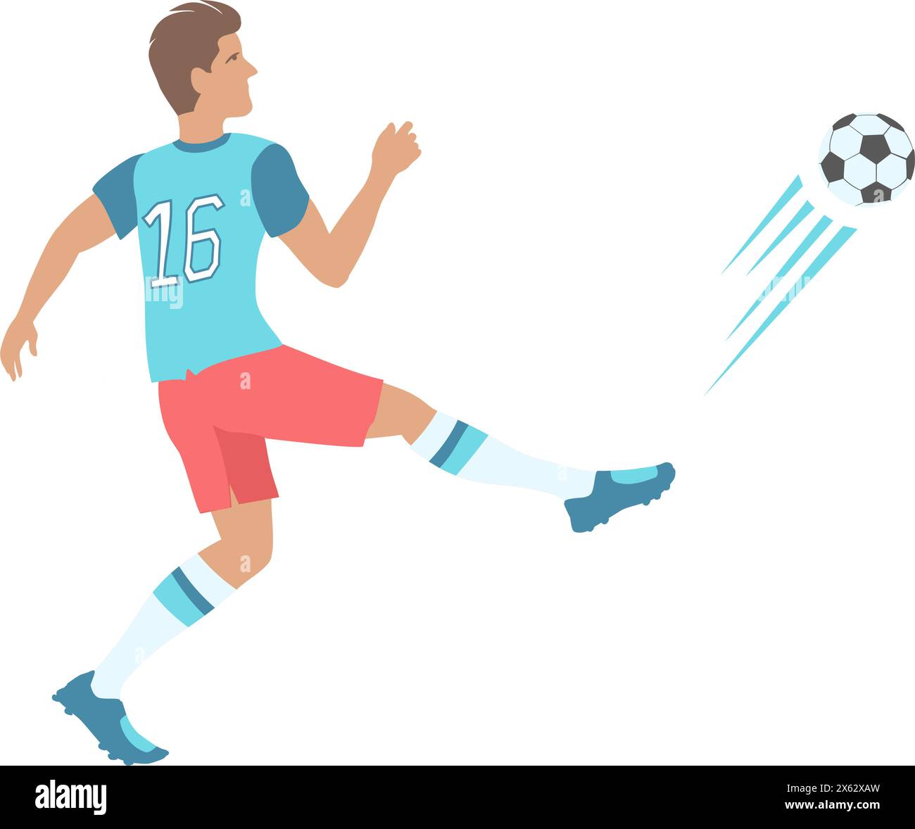 Cartoon illustration footballer kicking football hi-res stock ...