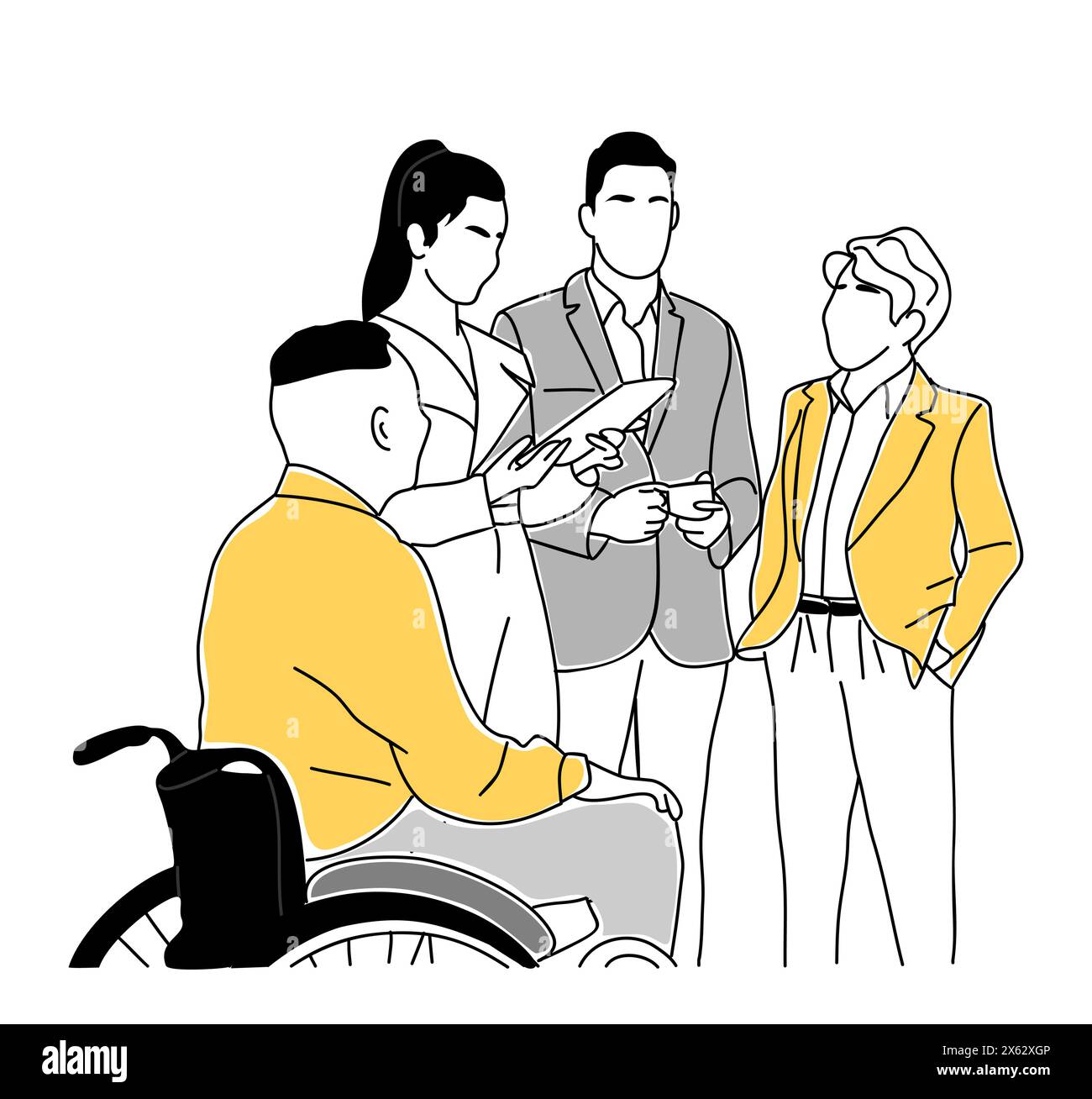 Inclusive Business team concept vector outline art Stock Vector Image ...