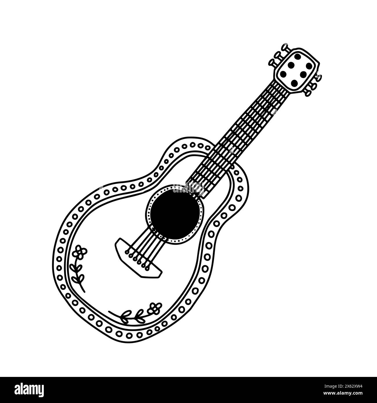 Acoustic guitar icon outline illustration Black and White Stock Photos ...
