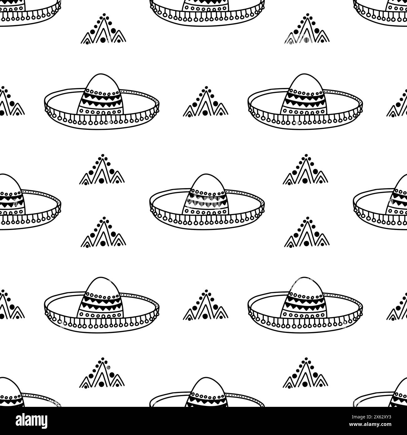Mexican sombrero doodle seamless pattern Stock Vector Image & Art - Alamy