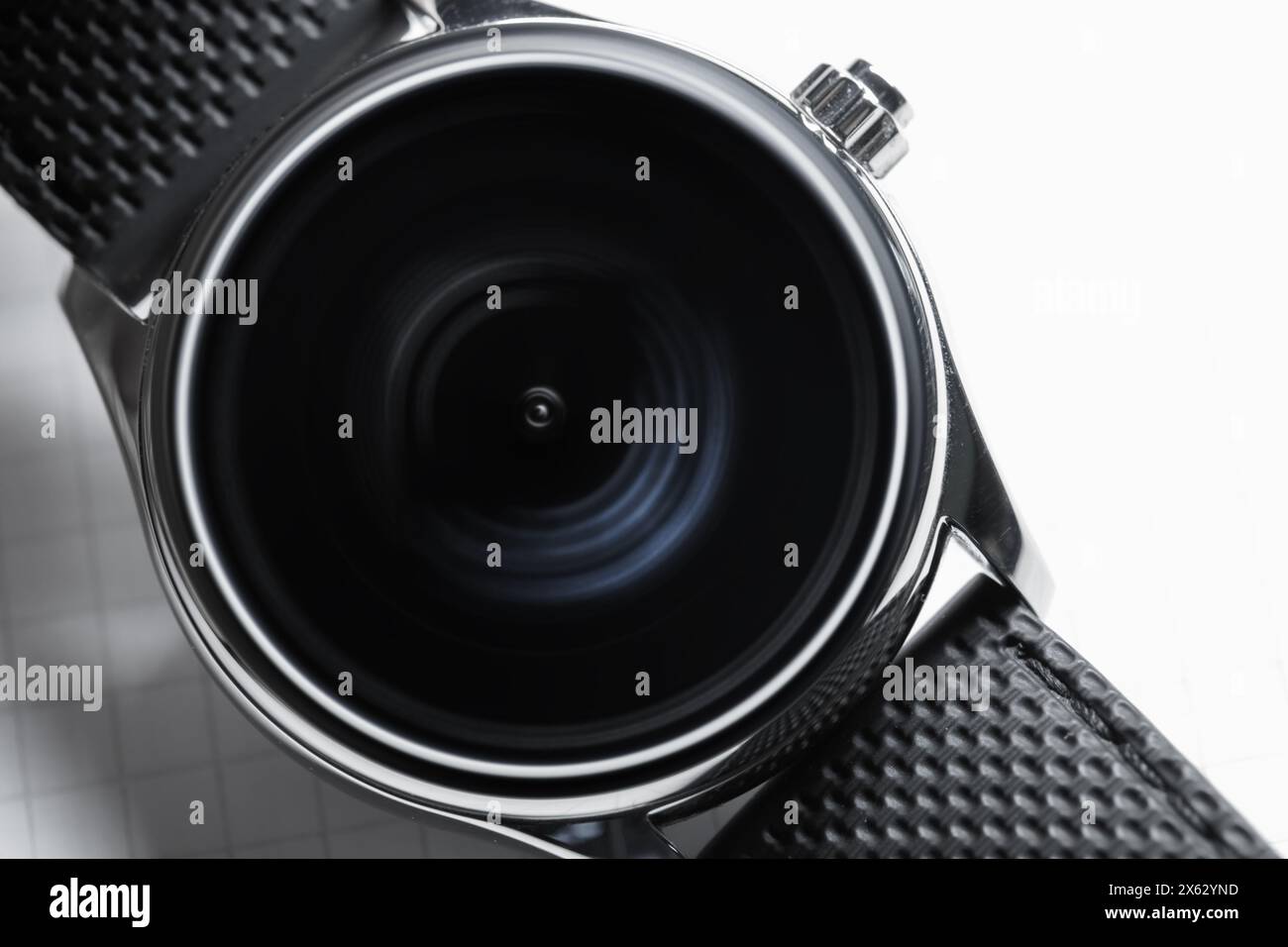 Smartwatch with blurred black clock face, abstract time concept ...