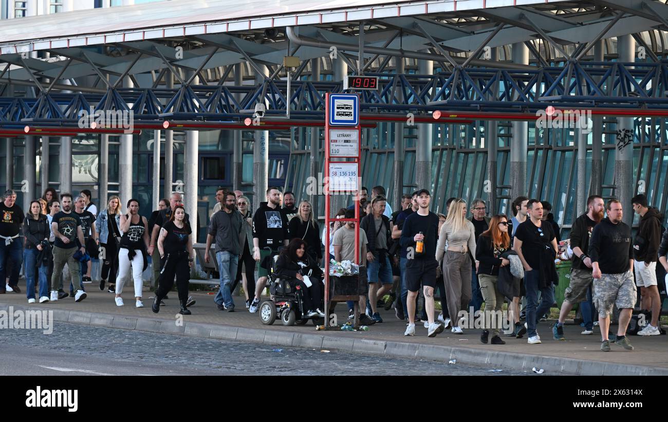 Prague, Czech Republic. 12th May, 2024. Fans are going from Letnany ...